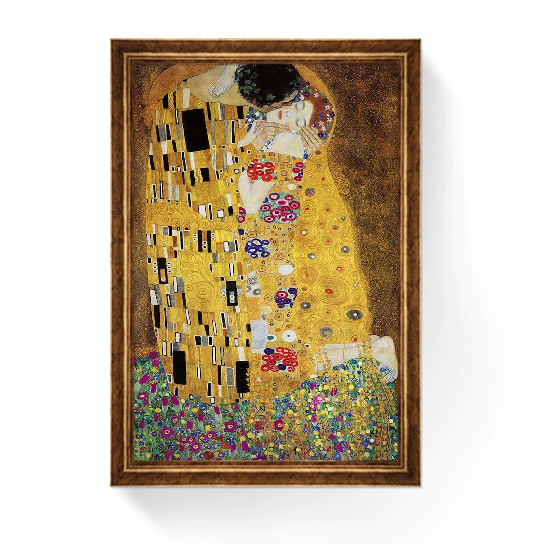 The Kiss Gustav Klimt Reproduction Canvas, Klimt Framed Canvas, MDF ...