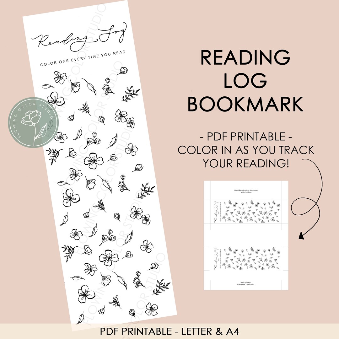 Floral Bookmark Reading Log, Habit Tracker, Instant Download Printable ...