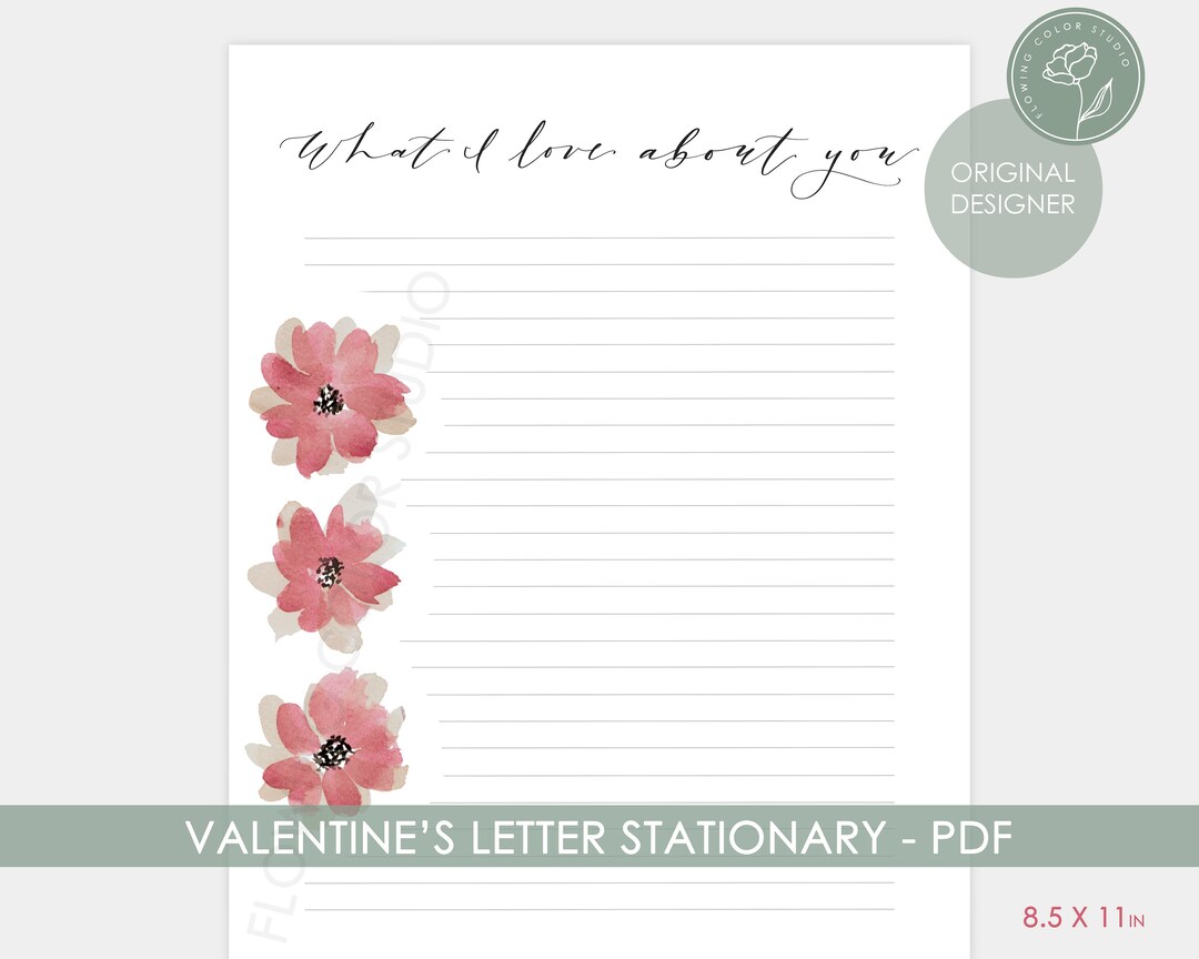Valentine's Day Stationary - Love Letter Stationary Template - PDF ...