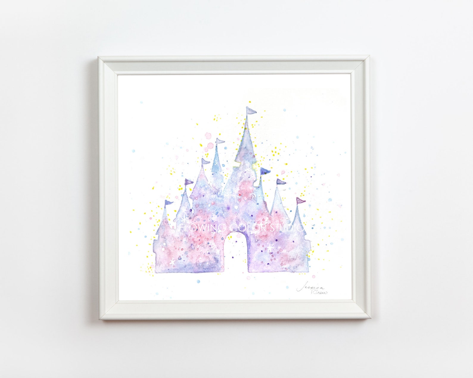 Colorful Disney Castle Watercolor INSTANT DOWNLOAD Wall | Etsy