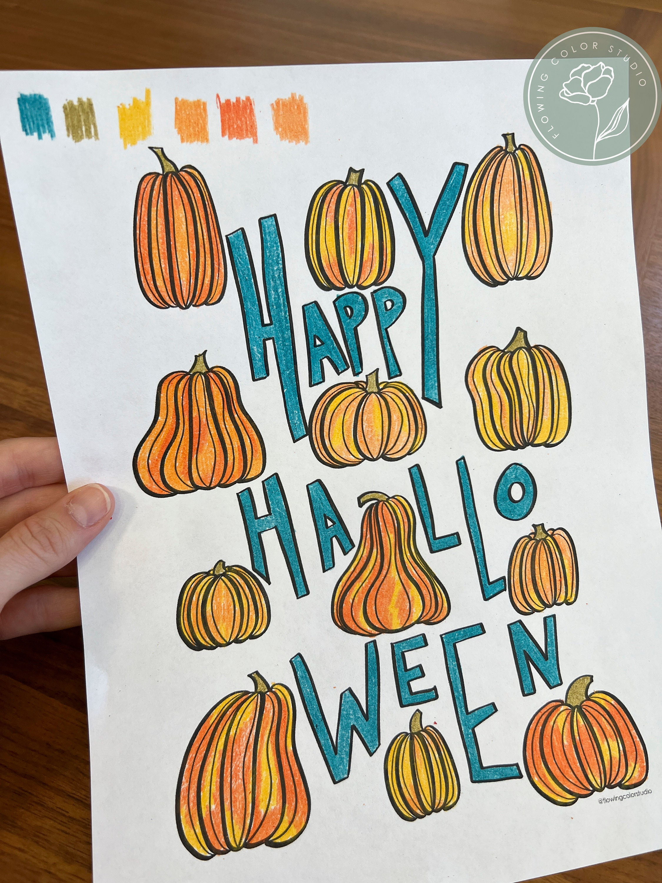 Halloween Printable Coloring Page Happy Halloween in 9 Pumpkins - PDF ...