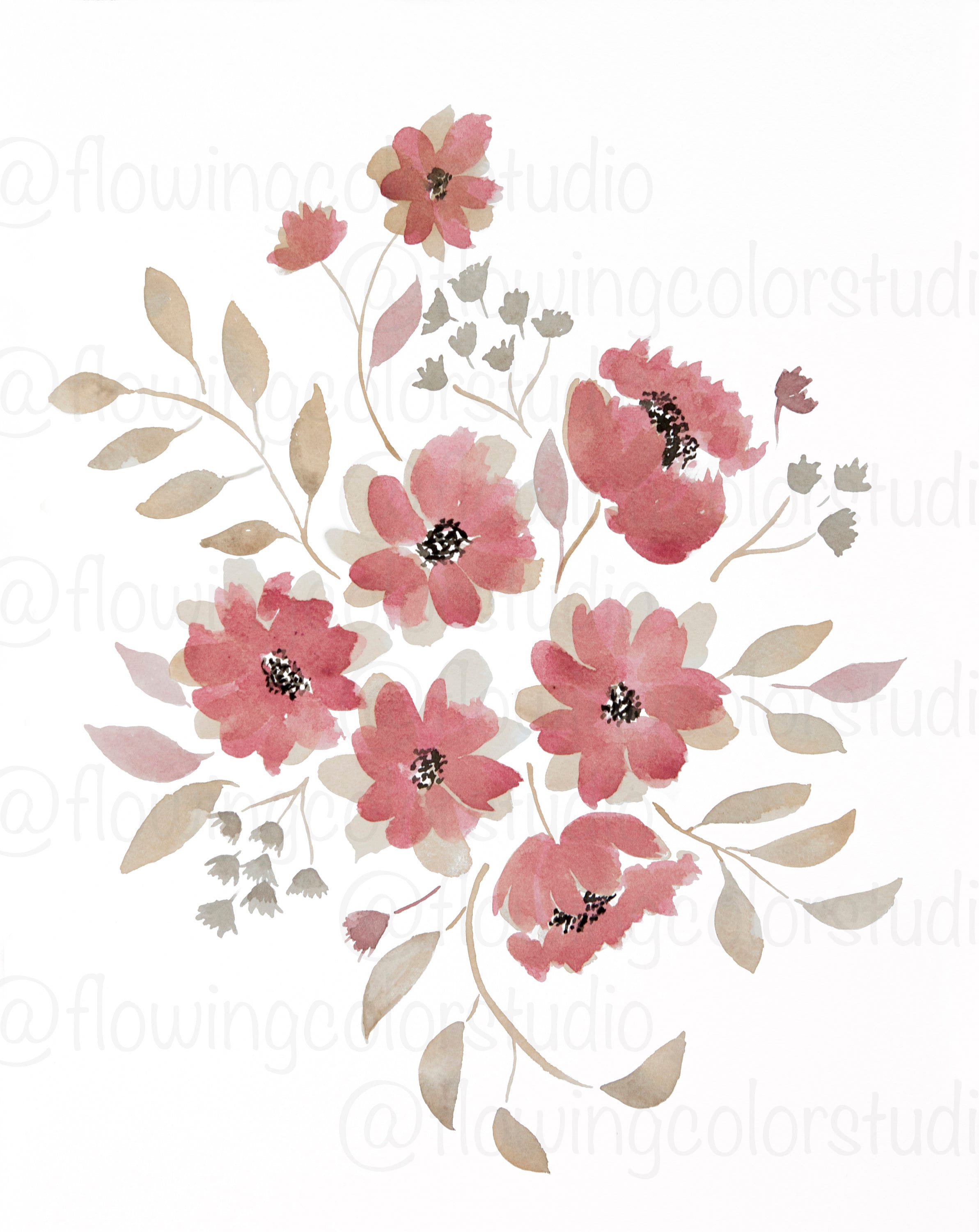 Pink and Tan Flowers - DIGITAL DOWNLOAD - Wall Art - Etsy