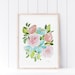 Teal, Pink and Coral Watercolor Flowers - Digital Download - Wall Art ...
