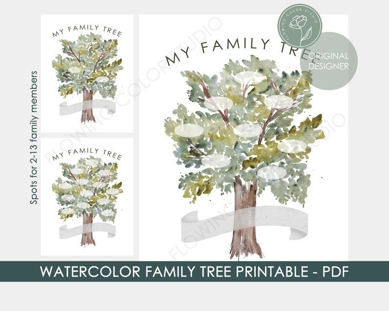 Blank Family Tree Printable - 2 to 13 Names PDF - Fun Activity Page ...