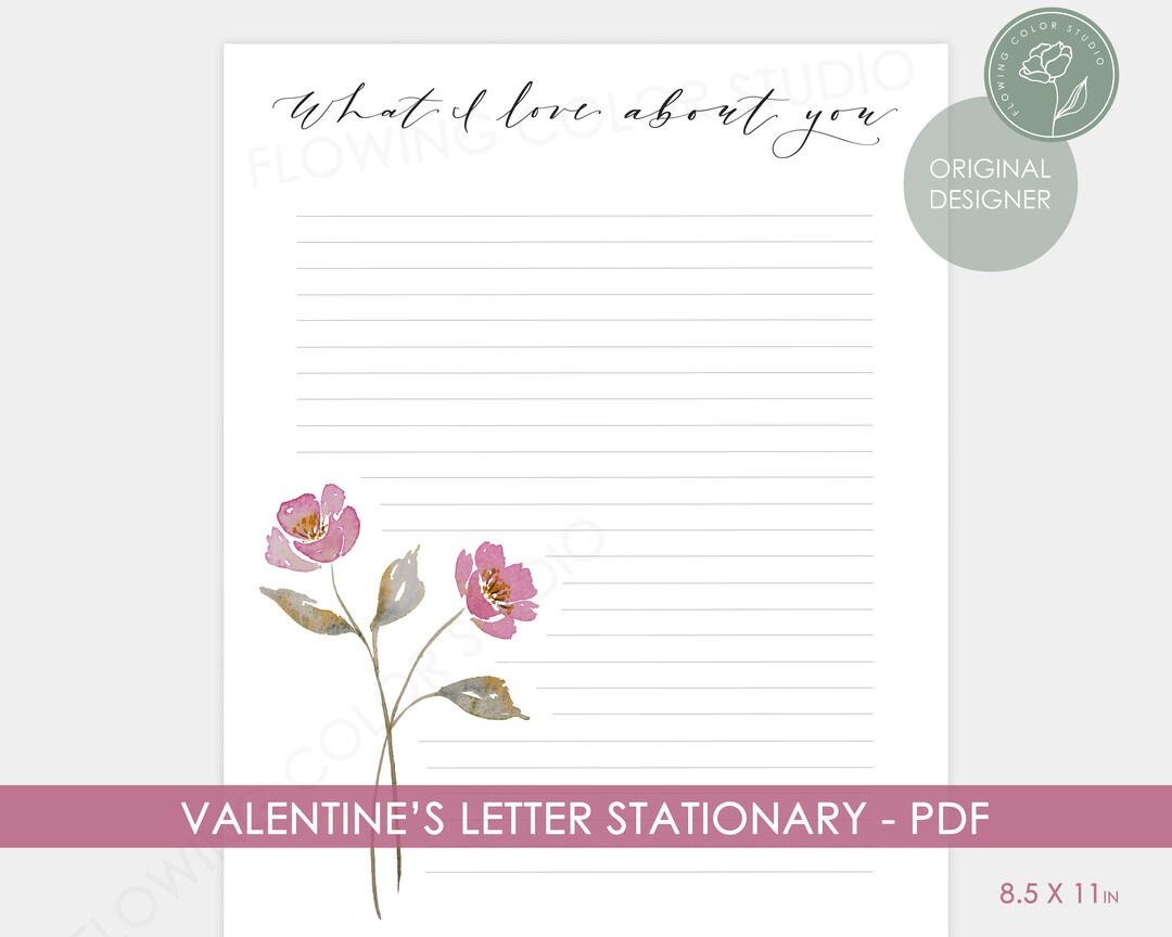 Valentine's Day Stationary - Love Letter Stationary Template - PDF ...