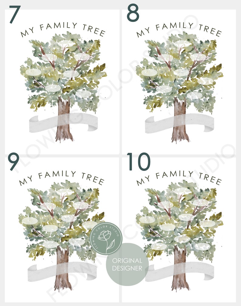 Blank Family Tree Printable - 2 to 13 Names PDF - Fun Activity Page ...