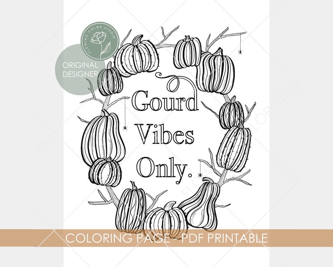 Halloween Printable Coloring Page Gourd Vibes Only Good Vibes Only PDF ...