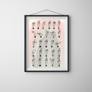 ASL Alphabet Printable Wall Art Boho Background Instant - Etsy