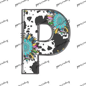 Printable - Teal Cow Sunflower Alphabet - Etsy