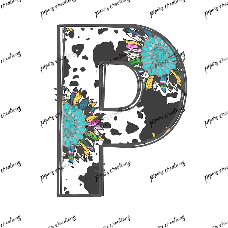 Printable - Teal Cow Sunflower Alphabet - Etsy