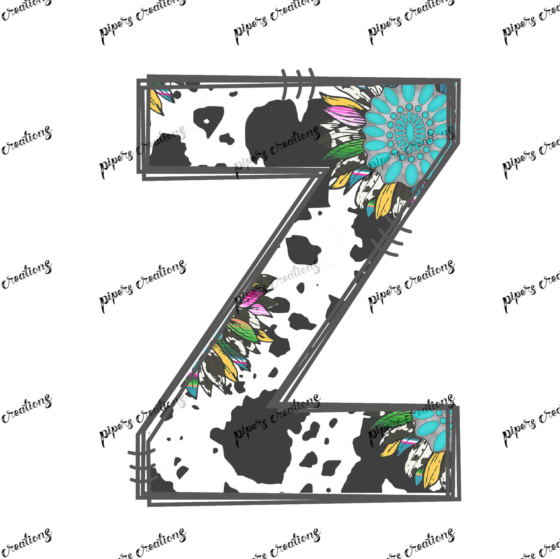 Printable - Teal Cow Sunflower Alphabet - Etsy