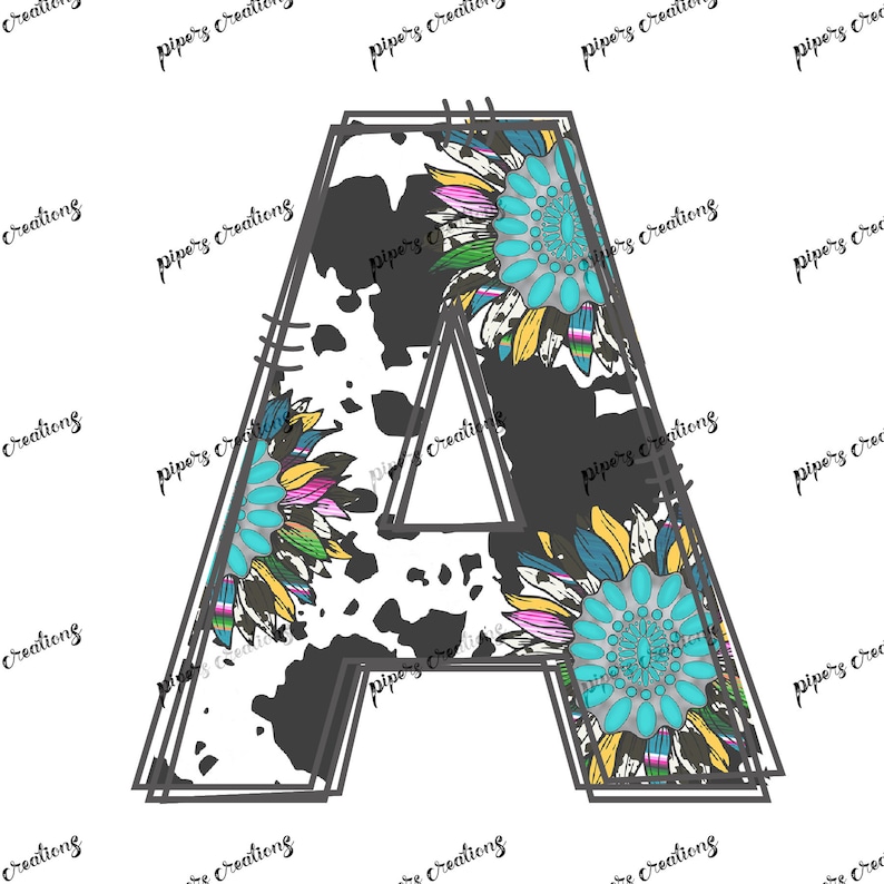 Printable - Teal Cow Sunflower Alphabet - Etsy
