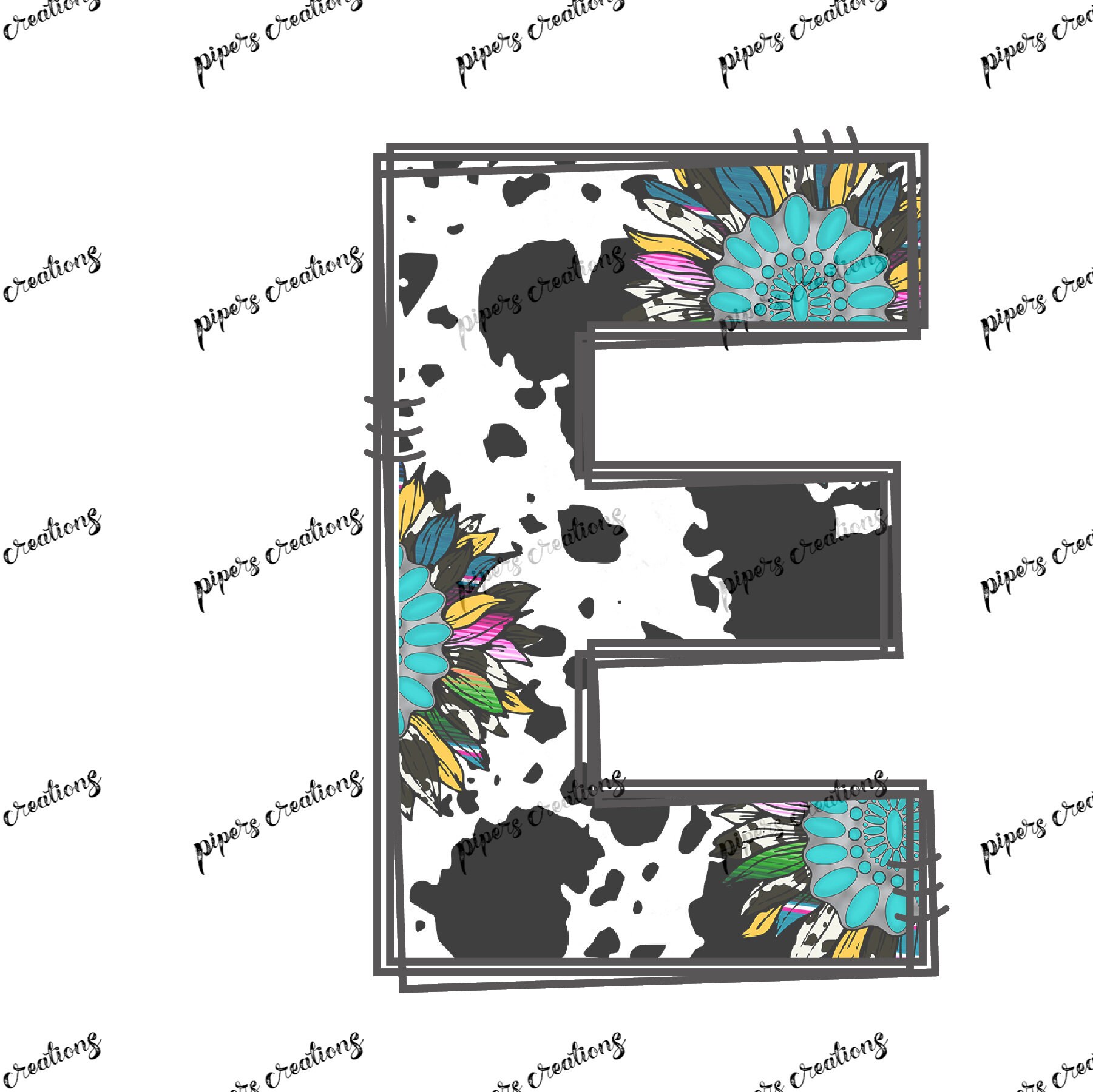 Printable - Teal Cow Sunflower Alphabet - Etsy