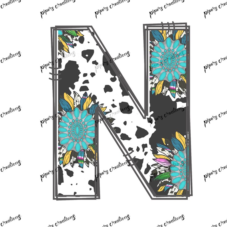 Printable - Teal Cow Sunflower Alphabet - Etsy