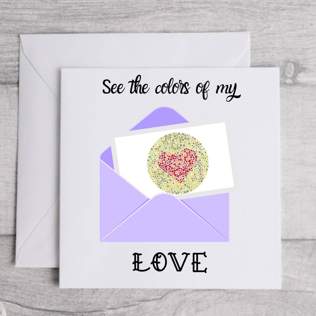 Optical Gift Color Blind Test Love Valentine's Day Greeting Card - Etsy