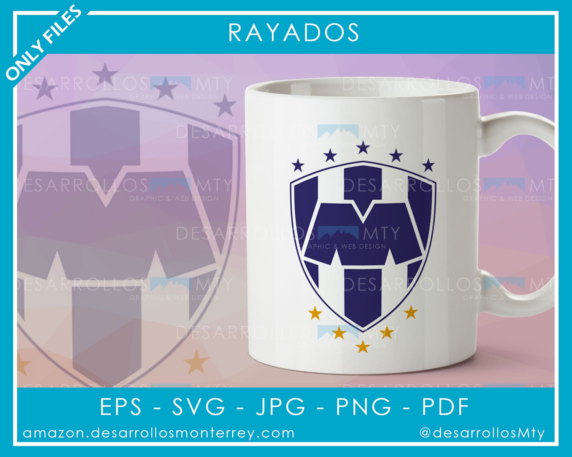 Escudo de Rayados de Monterrey En la vida y en la cancha SVG - Etsy México