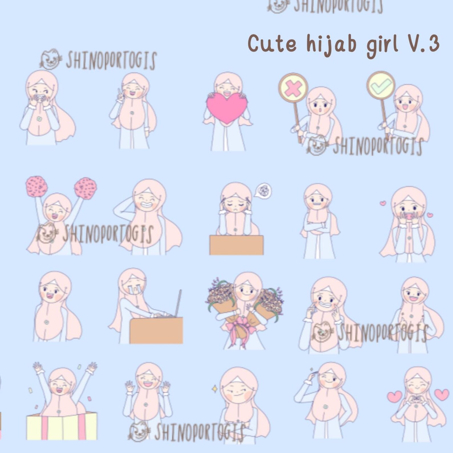 Hijab Girl Sticker Set 3 : Stickers Characters (digital Download) - Etsy