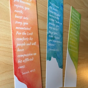 Watercolor Encouraging Bible Verse Bookmarks - Set of 3 - Christian ...