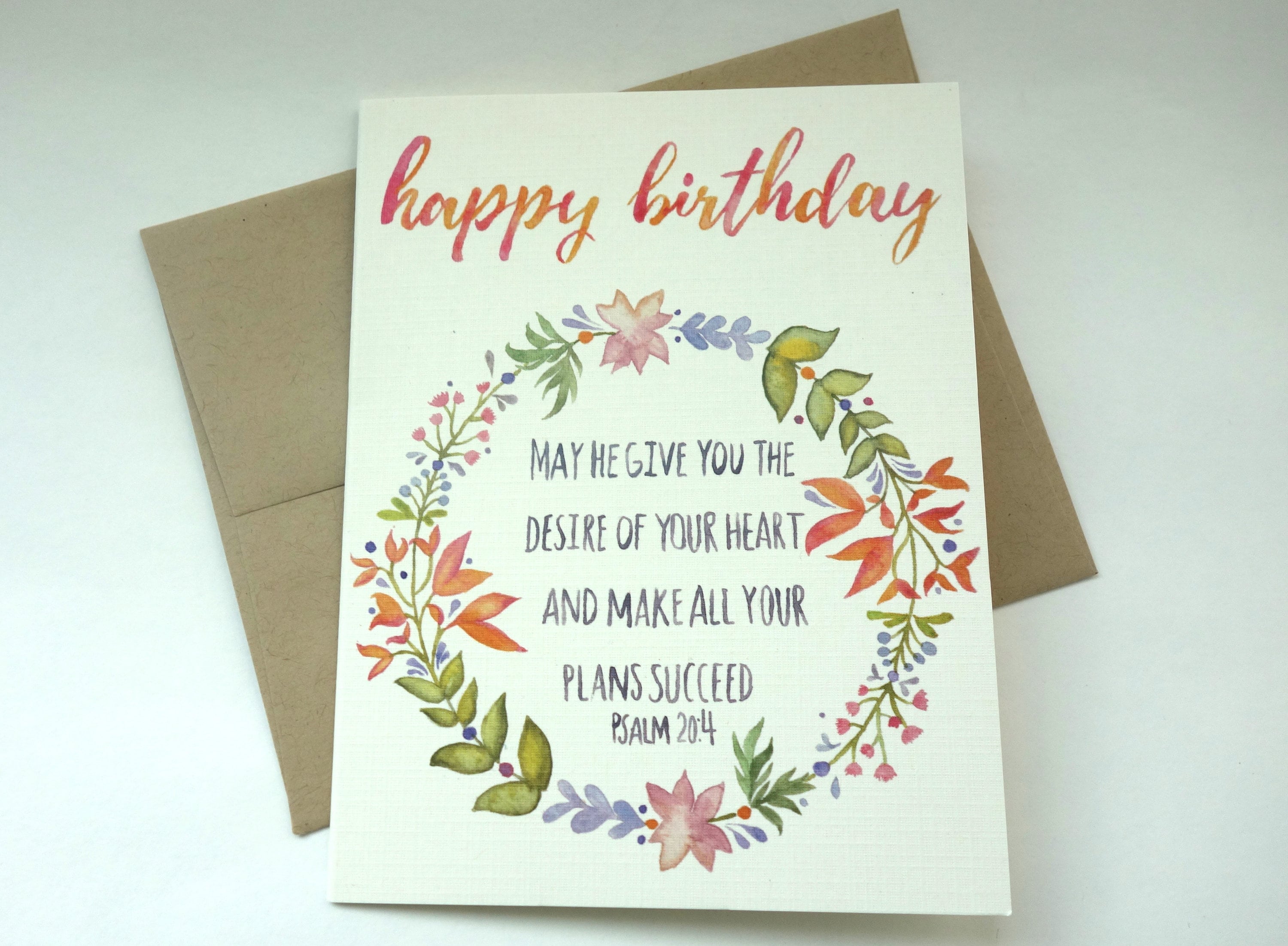 Bible Verse Birthday Card With Flowers Watercolor Scripture | Etsy