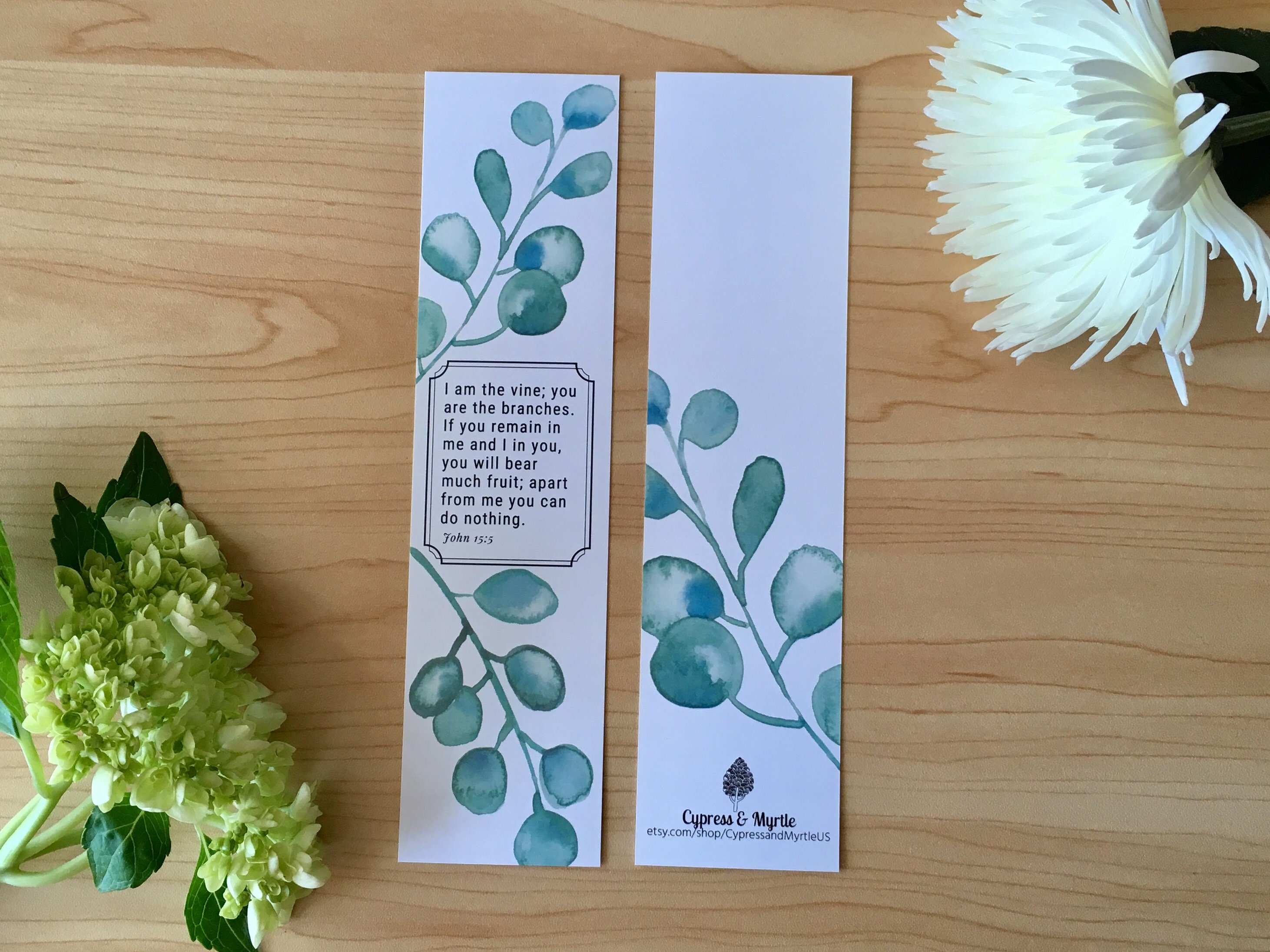 Botanical Bible Verse Bookmarks Set Watercolor Christian - Etsy