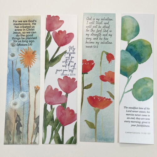 Botanical Bible Verse Bookmarks Set Watercolor Christian - Etsy