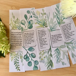 Botanical Bible Verse Bookmarks Set - Watercolor Christian Gift ...