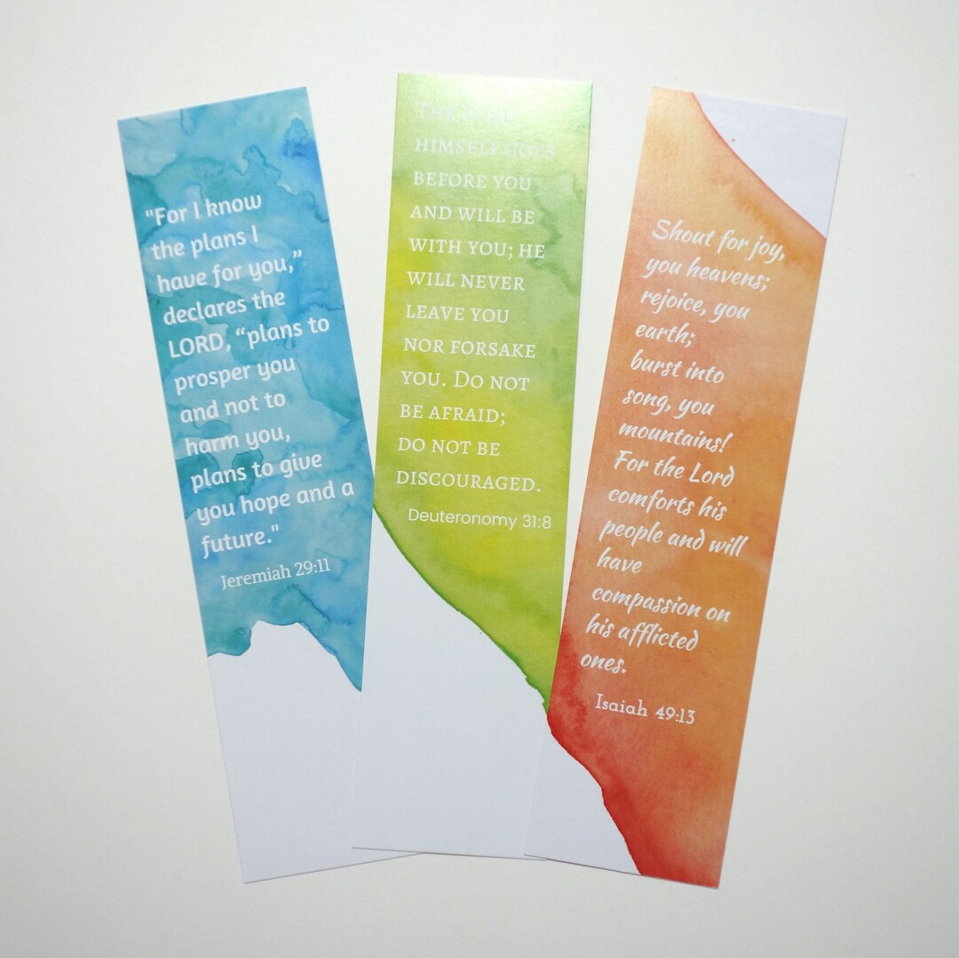 Watercolor Encouraging Bible Verse Bookmarks - Set of 3 - Christian ...