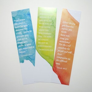 Watercolor Encouraging Bible Verse Bookmarks - Set of 3 - Christian ...
