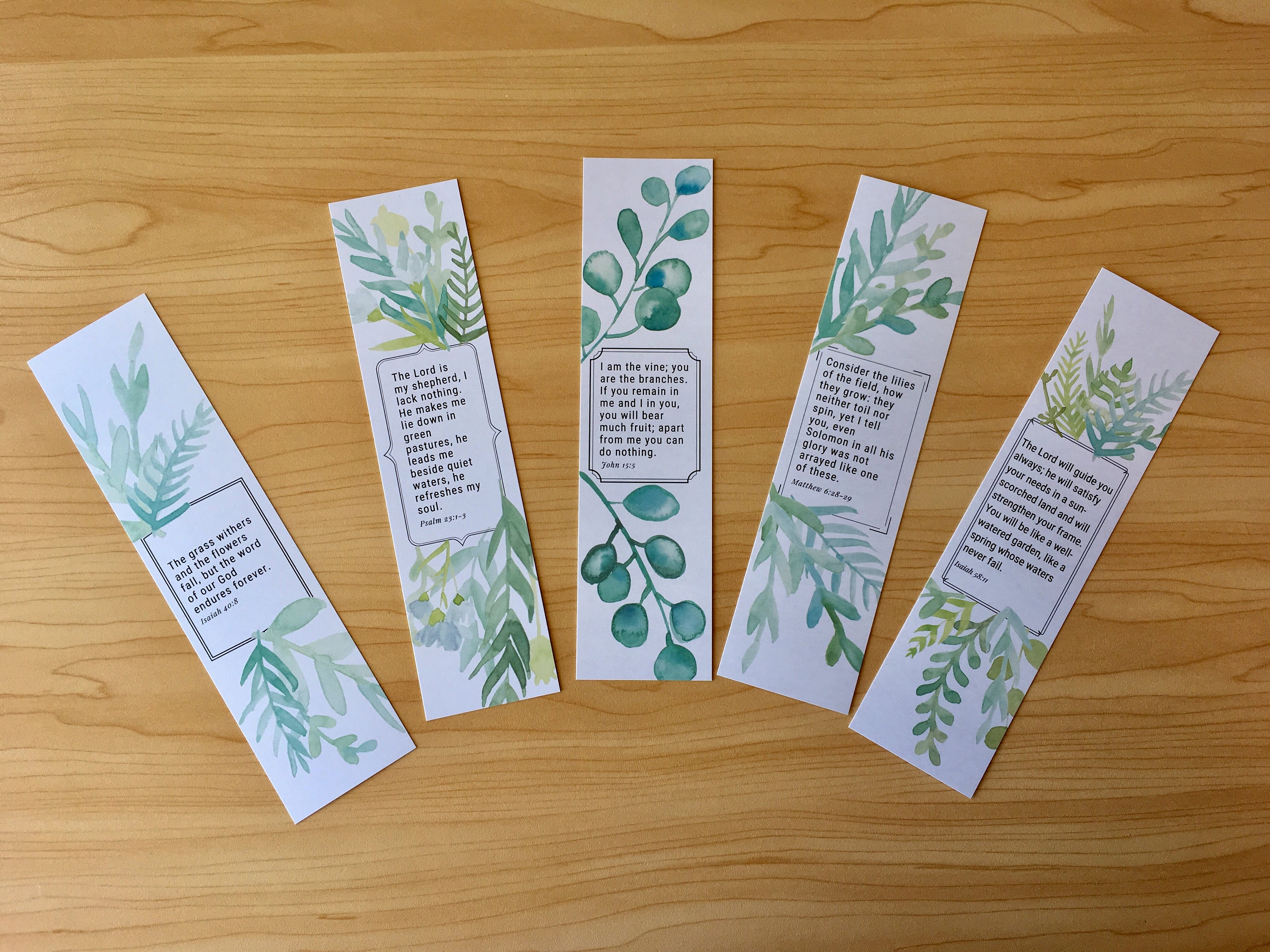 Botanical Bible Verse Bookmarks Set Watercolor Christian | Etsy