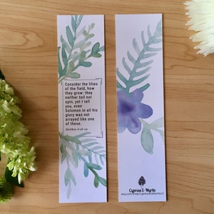 Botanical Bible Verse Bookmarks Set - Watercolor Christian Gift ...