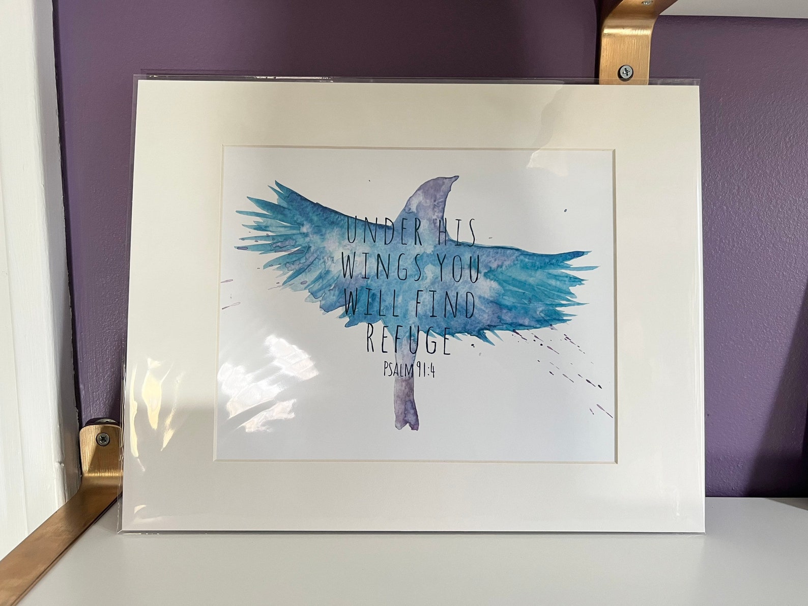 Watercolor Print under His Wings You Will Find - Etsy
