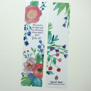 Set of 4 Encouraging Bible Verse Bookmarks With Watercolor Florals ...