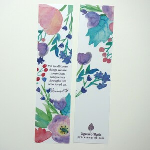 Set of 4 Encouraging Bible Verse Bookmarks With Watercolor Florals ...