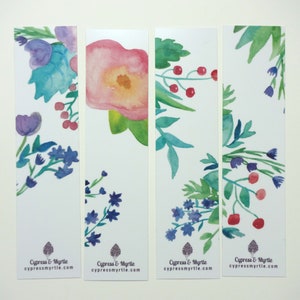 Set of 4 Encouraging Bible Verse Bookmarks With Watercolor Florals ...