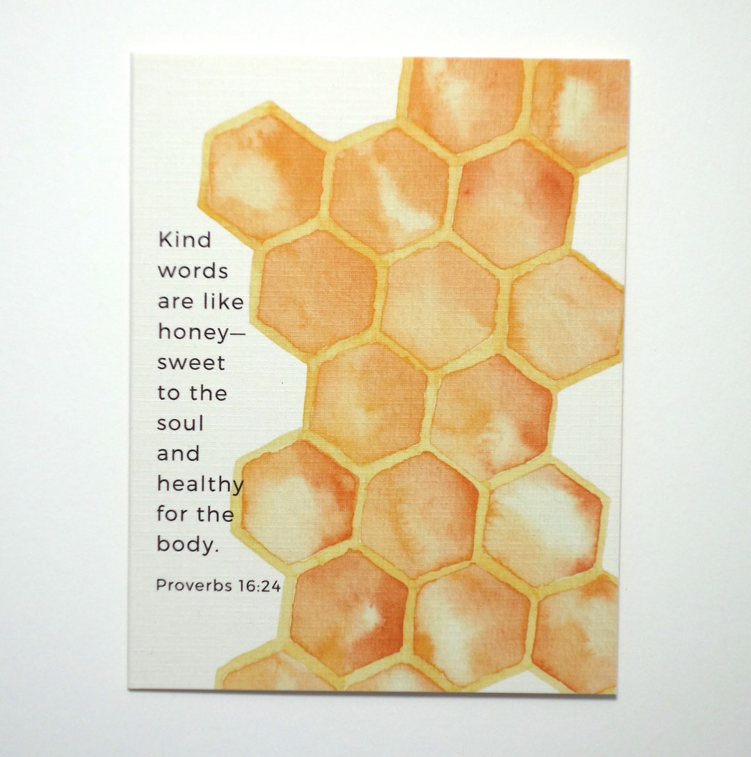 Kind Words Are Like Honey Watercolor Honeycomb Bible Verse Card ...