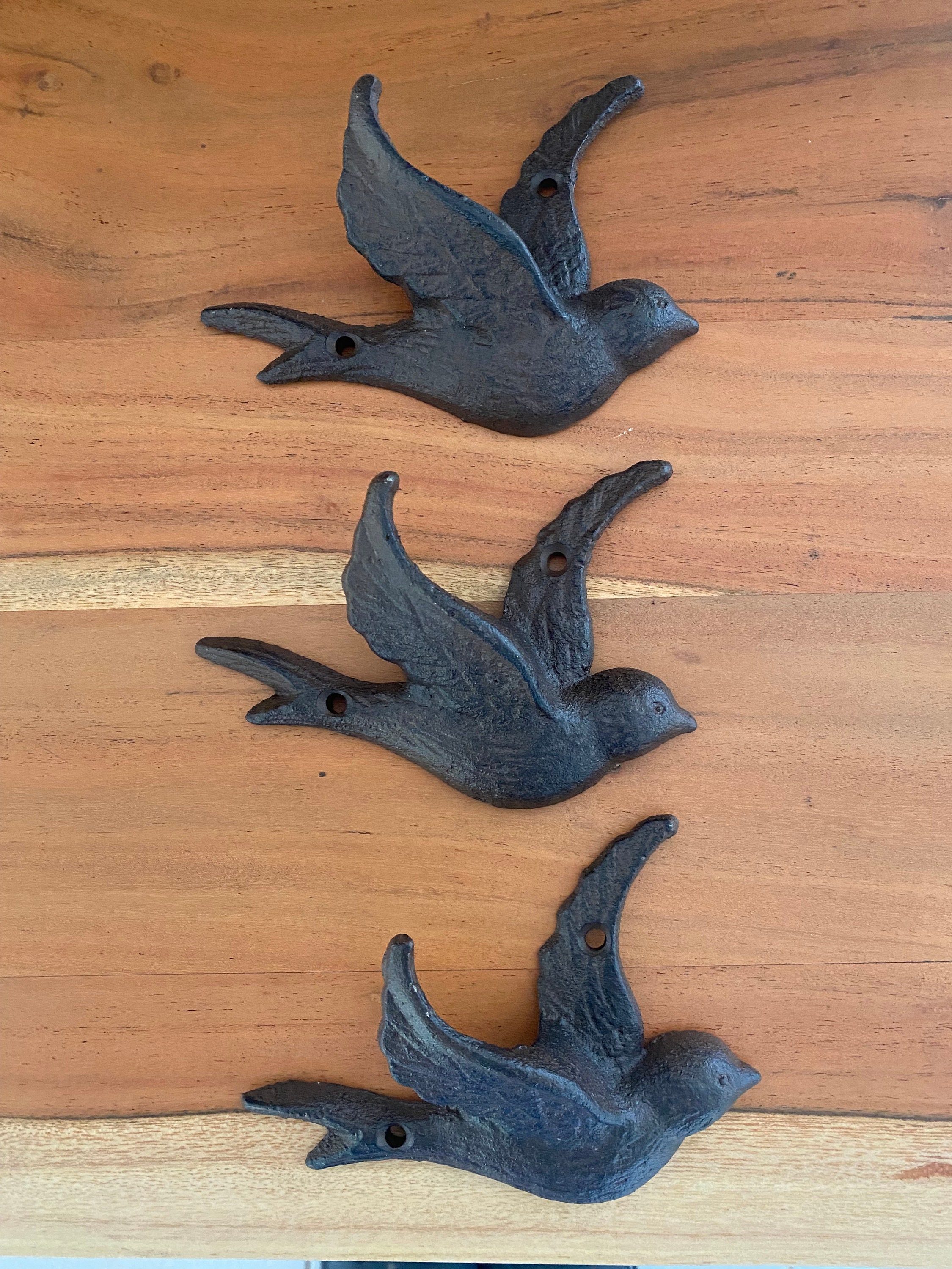 Bird Hookset of 3 Rustic Hook Flying Bird Wall Hook - Etsy