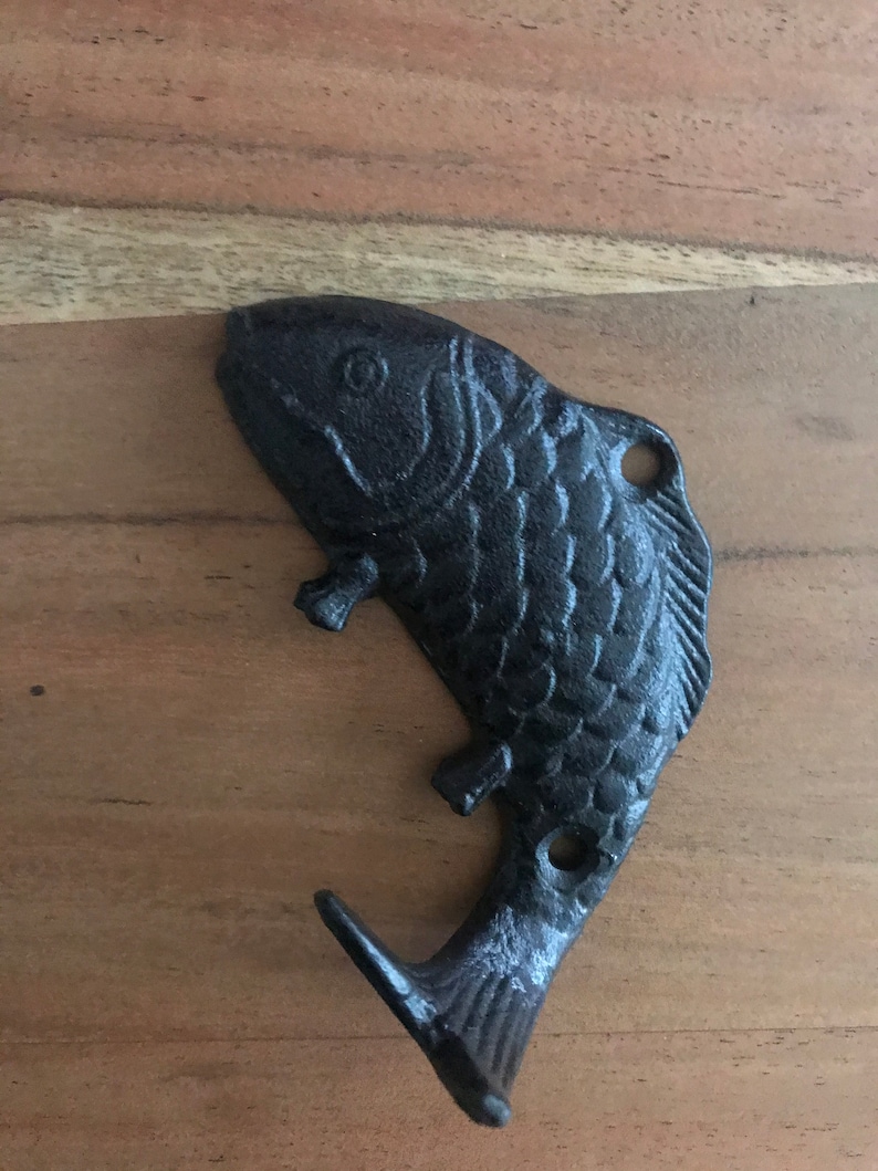 Rustic Cast Iron Fish Hook Set, Coastal Wall Decor - Etsy