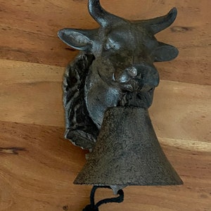 Farm House Country Vibe Bull Solid Cast Iron Rustic Antique Style Cow ...