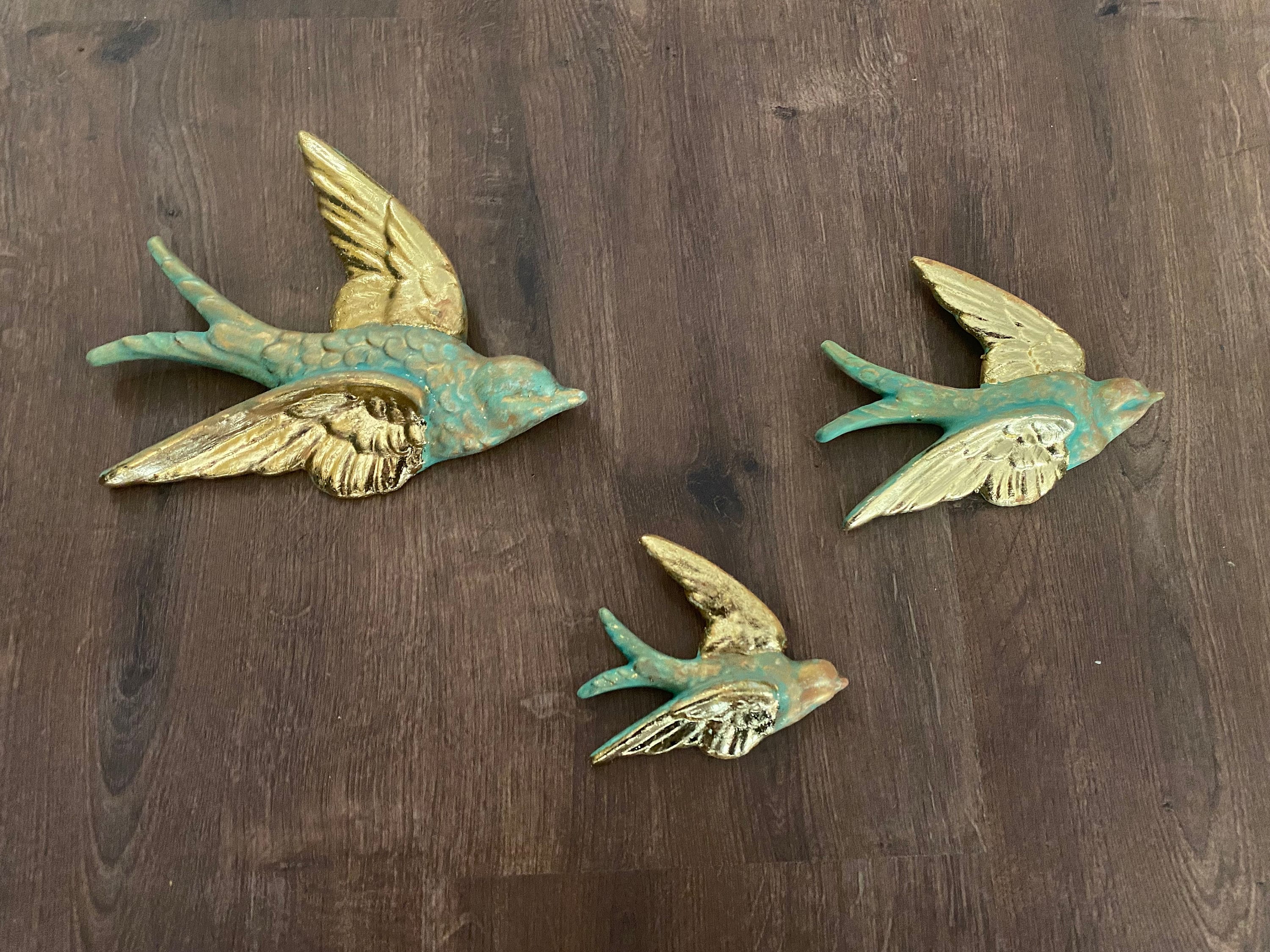Set of 3 Flying Birds Hanging Gold Vintage Style Ornament | Etsy