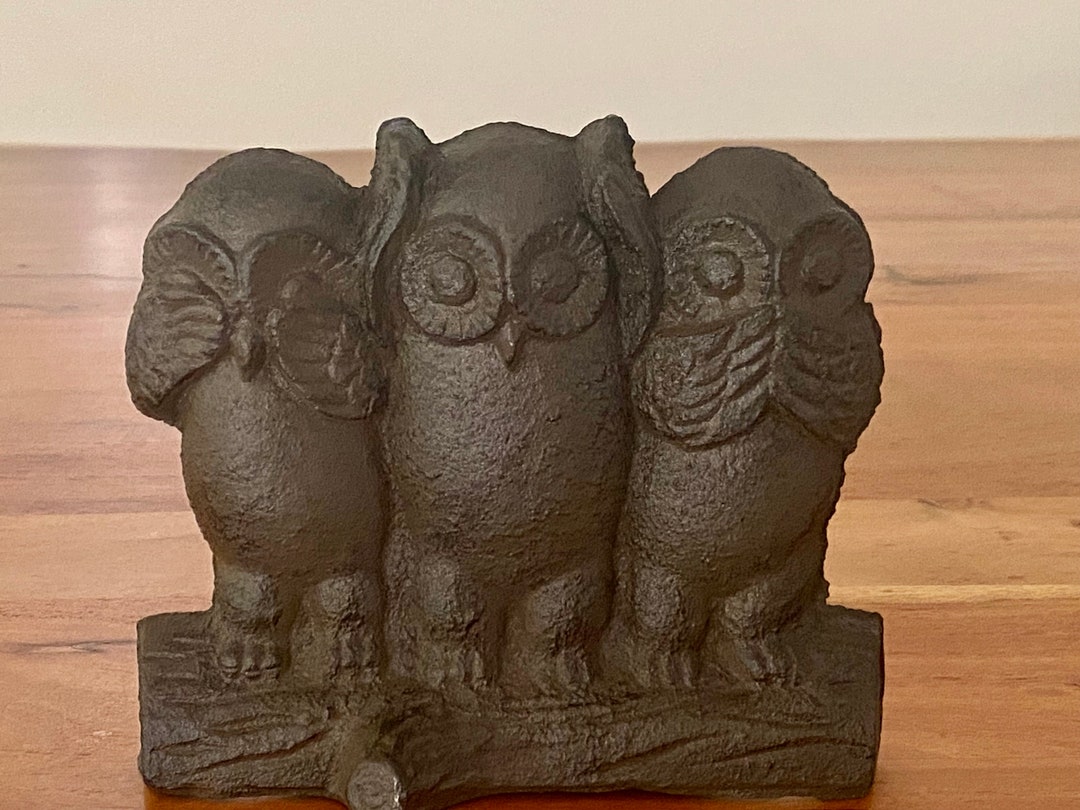 3 Wise Owls Hear No Evil, See No Evil, Speak No Evil Cast Iron Heavy ...