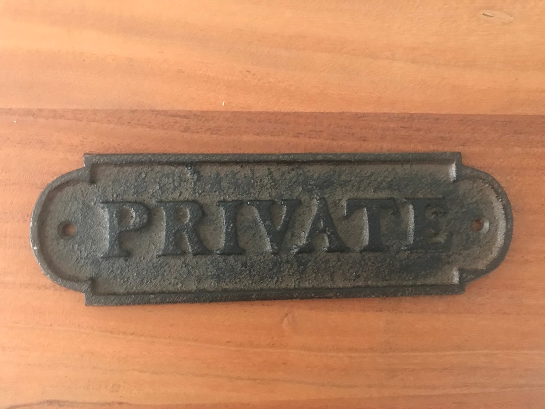 Cast Iron "private" Plaque Door Sign Plaque Vintage Design - Etsy