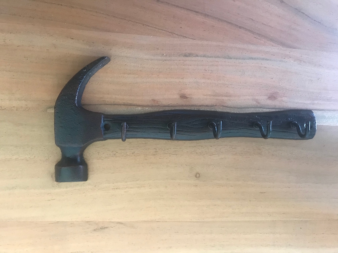 Rustic Cast Iron Hammer Wall Hook, Antique Brown Key Holder - Etsy