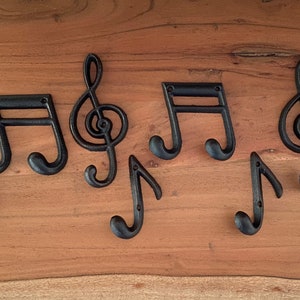 Rustic Cast Iron Music Note Wall Hooks, Set of 3 - Etsy