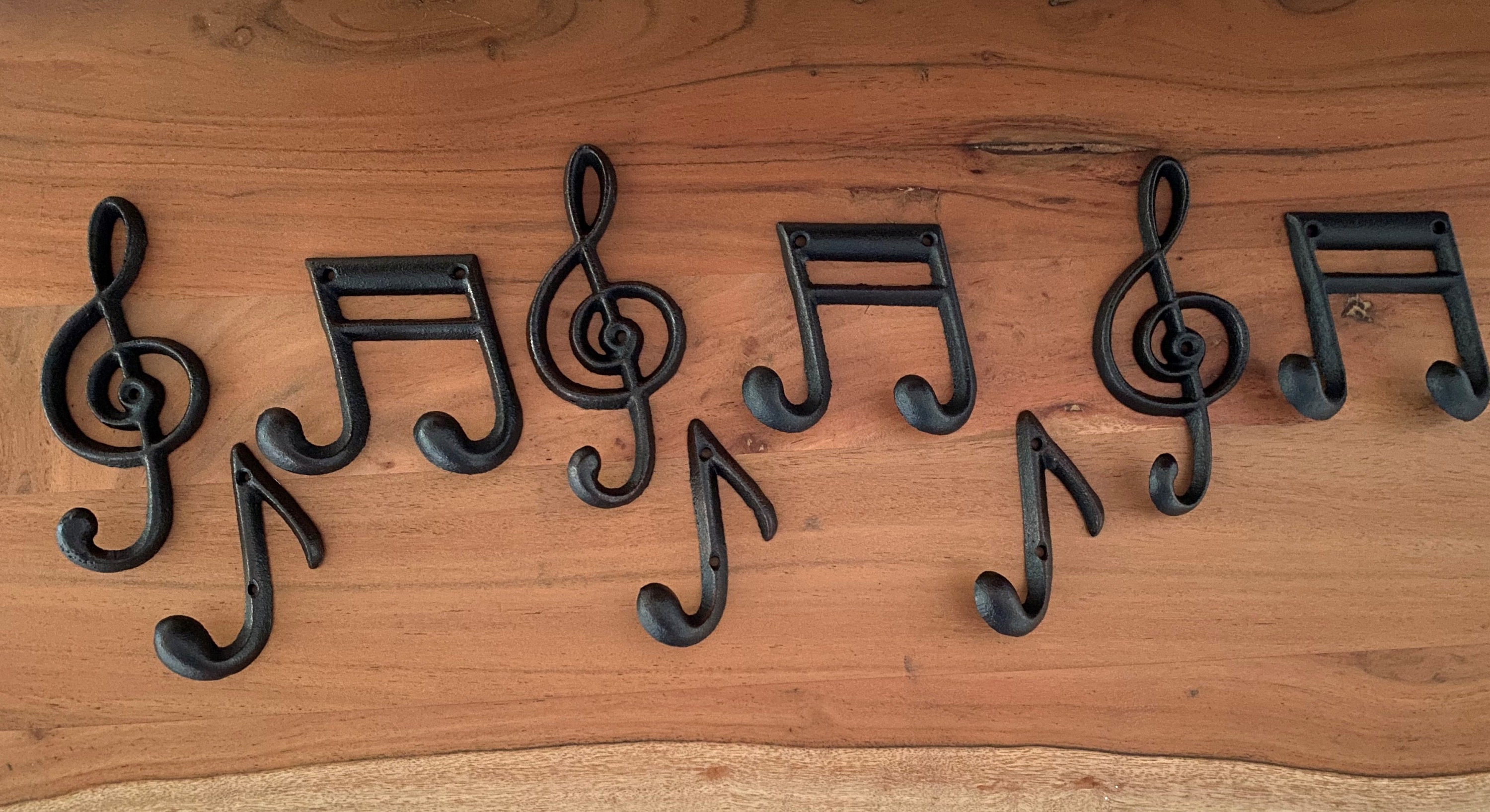 Rustic Cast Iron Music Note Wall Hooks, Set of 3 - Etsy
