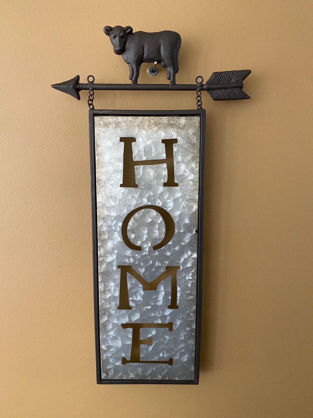 Cow Metal Wall Art, Galvanized Farmhouse Home Decor Sign - Etsy