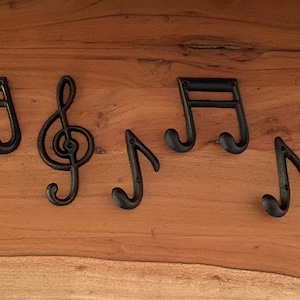 Rustic Cast Iron Music Note Wall Hooks, Set of 3 - Etsy