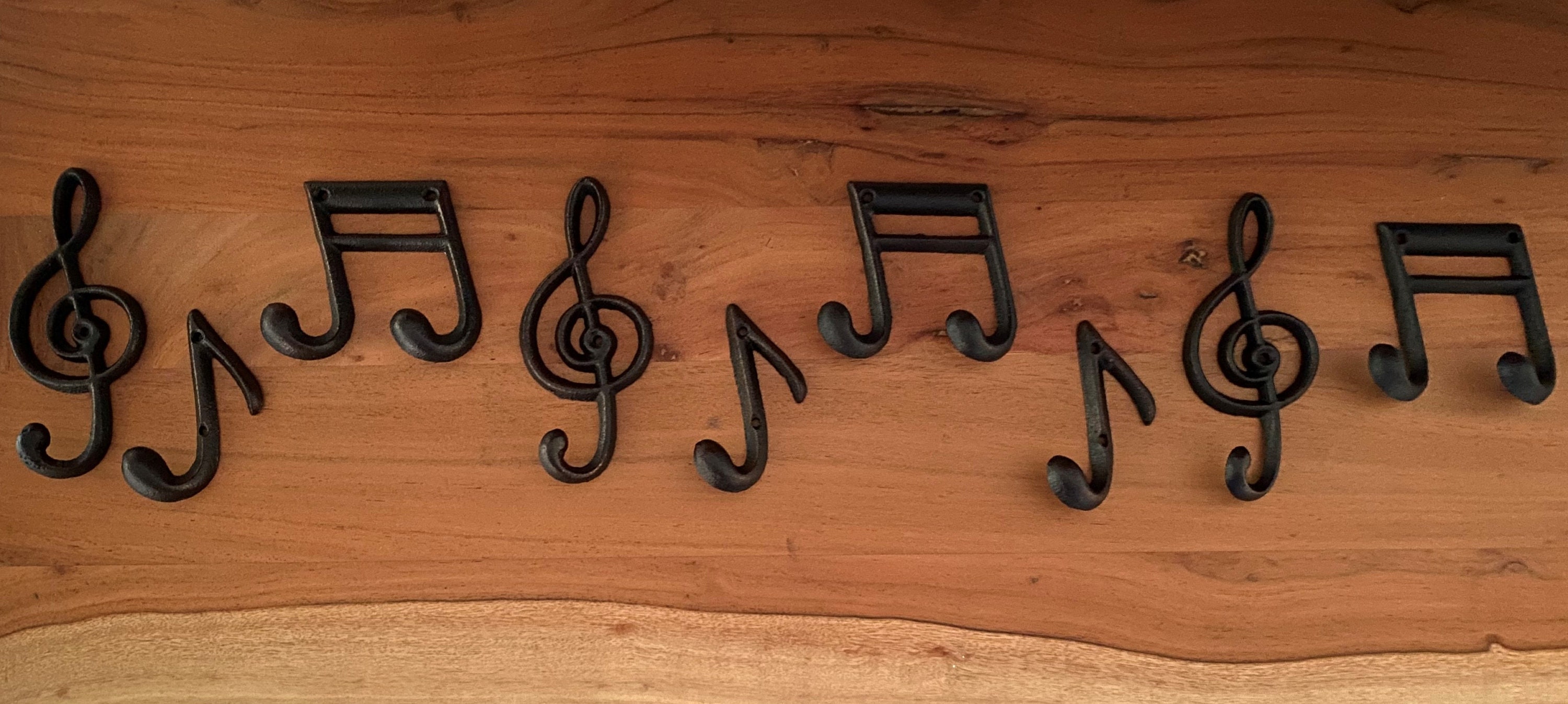 Rustic Cast Iron Music Note Wall Hooks, Set of 3 - Etsy