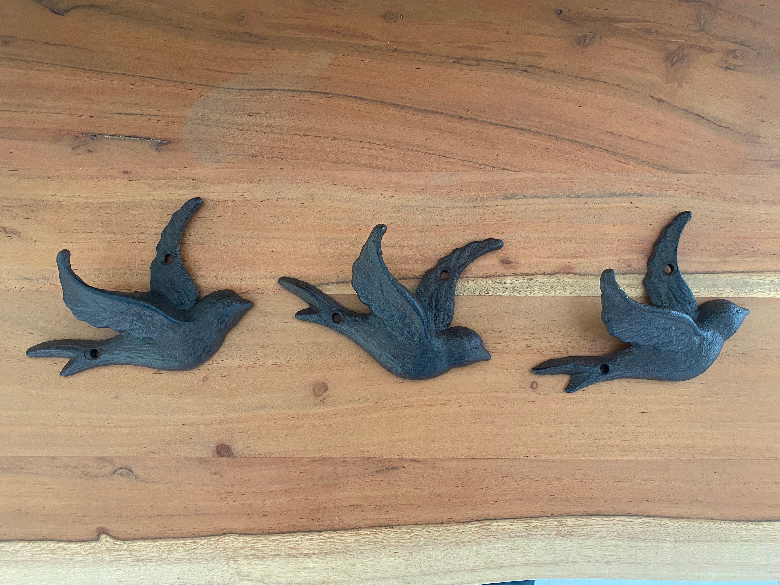 Bird Hookset of 3 Rustic Hook Flying Bird Wall Hook - Etsy