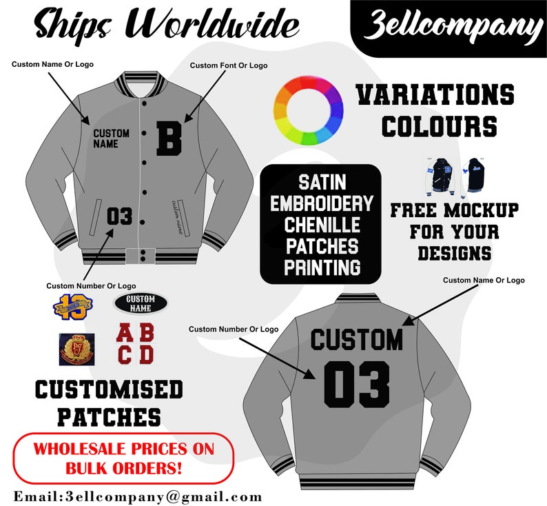 Black Body and Red Sleeves Satin Jacket With Own Your Designs, Name ...