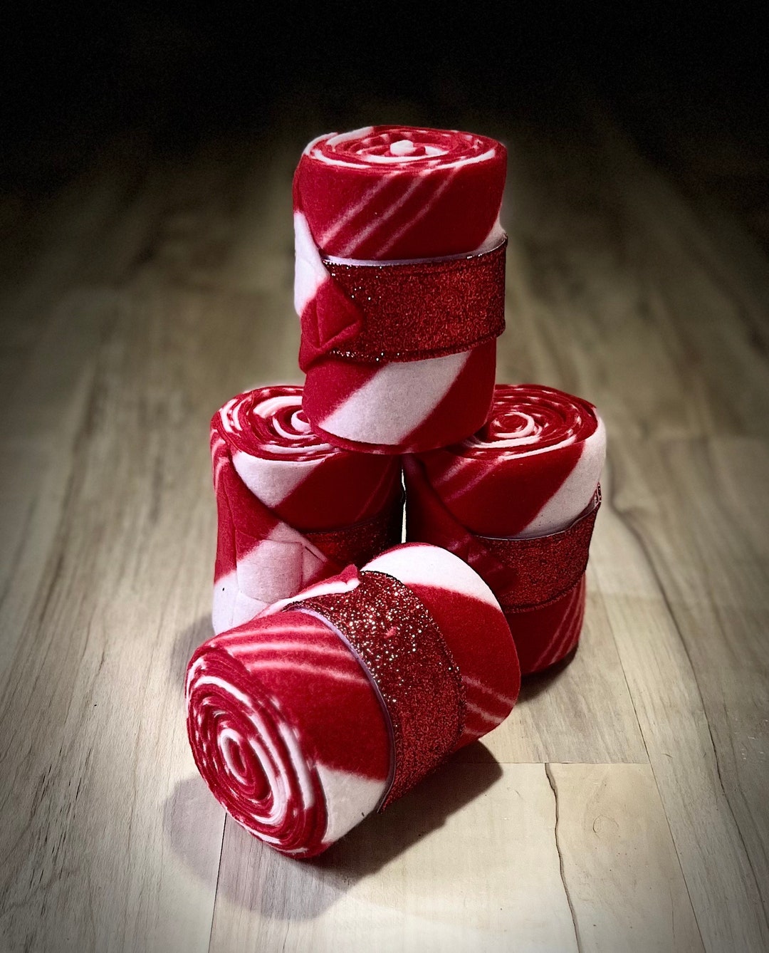 Candy Cane Polo Wraps, Set of 2 or 4, Red Polo Wraps, Horse Polos ...